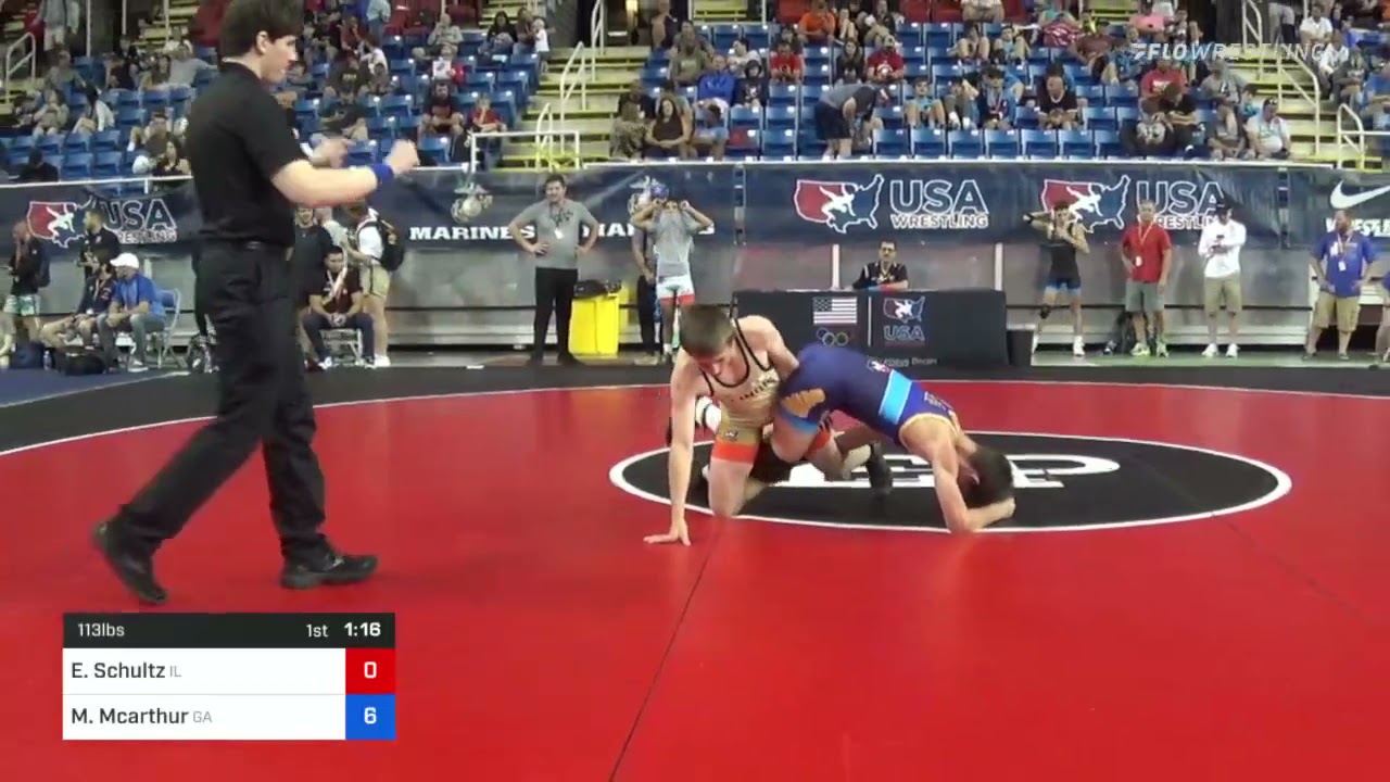 113 Lbs Consi Of 64 #2 - Ethan Schultz, Illinois Vs Maddox Mcarthur, Georgia 110e - YouTube