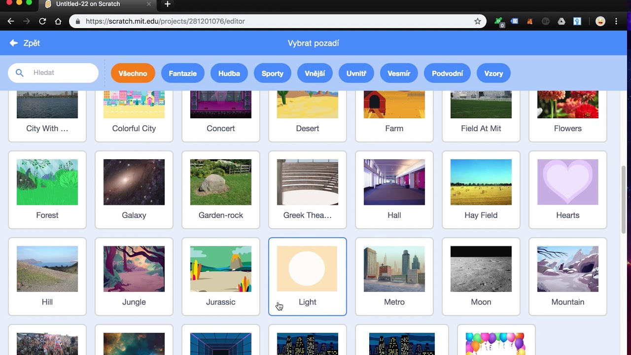 Tutoriál Scratch 3.0 - jak měnit pozadí - YouTube