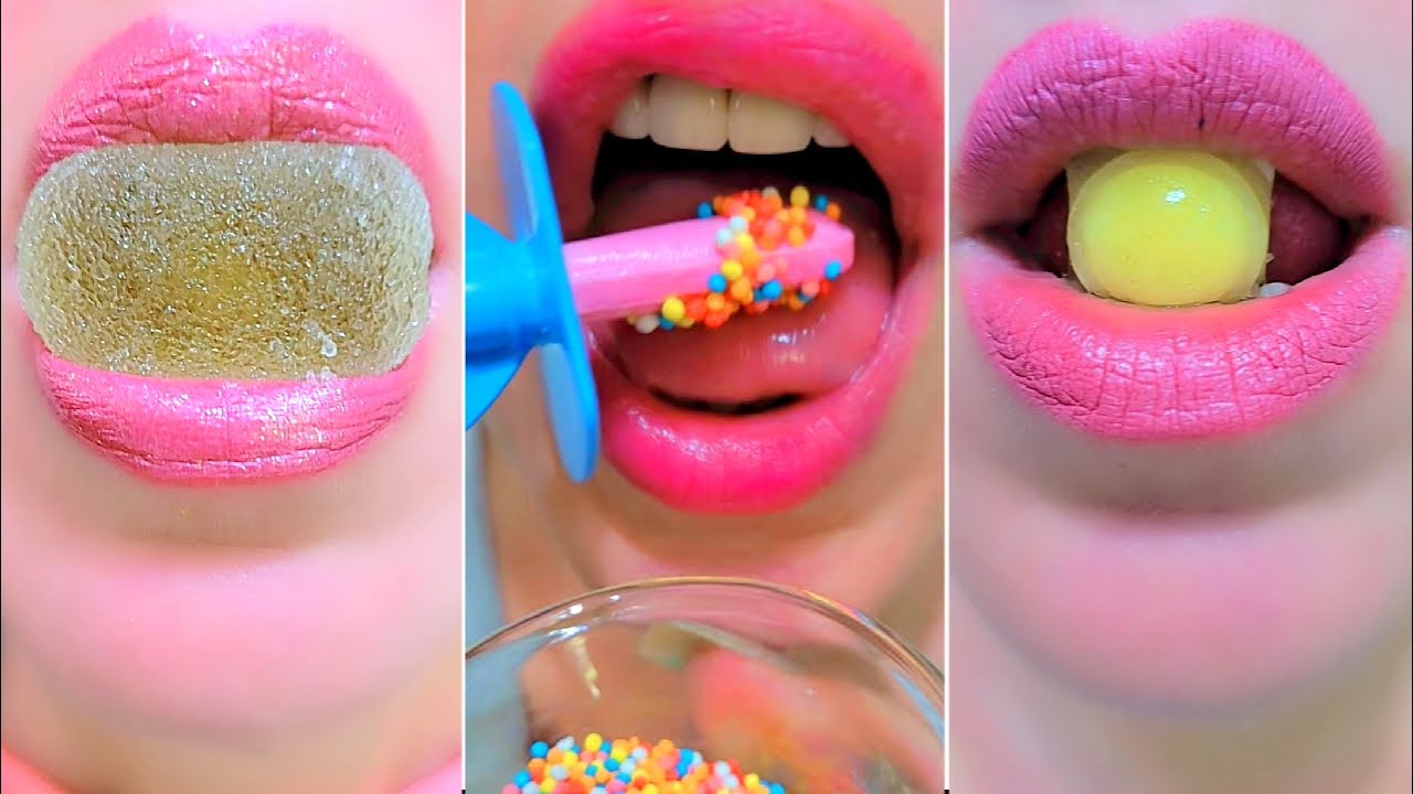 ASMR Eating Satisfying PACIFIER CANDY COCA COLA ICE JELLY GUMMY POP IT ...