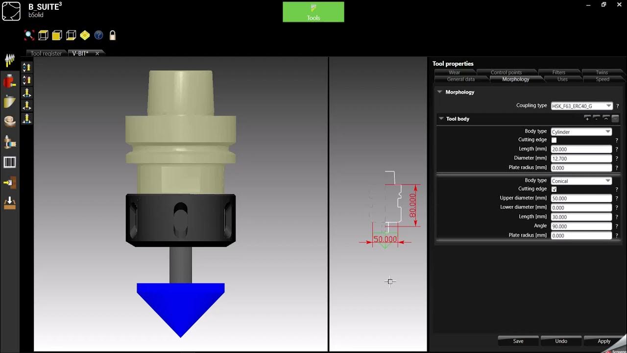 BIESSE bSolid - Creating a V-Bit and a Fly-cutter - YouTube