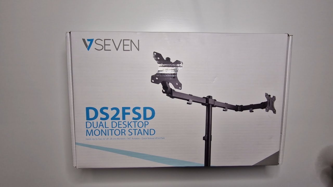 Unboxing VSEVEN DS2FSD DUAL DESKTOP MONITOR STAND - YouTube
