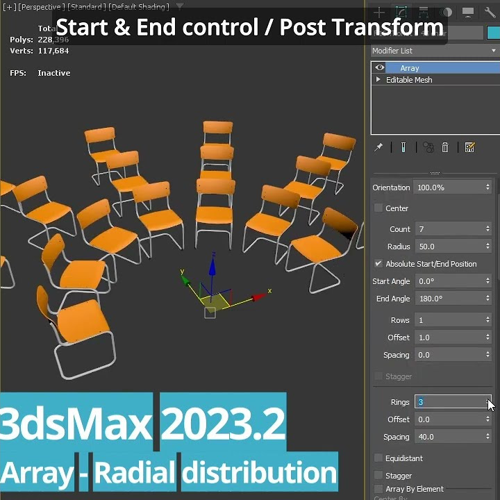 #3dsMax 2023.2 - Radial distribution - YouTube