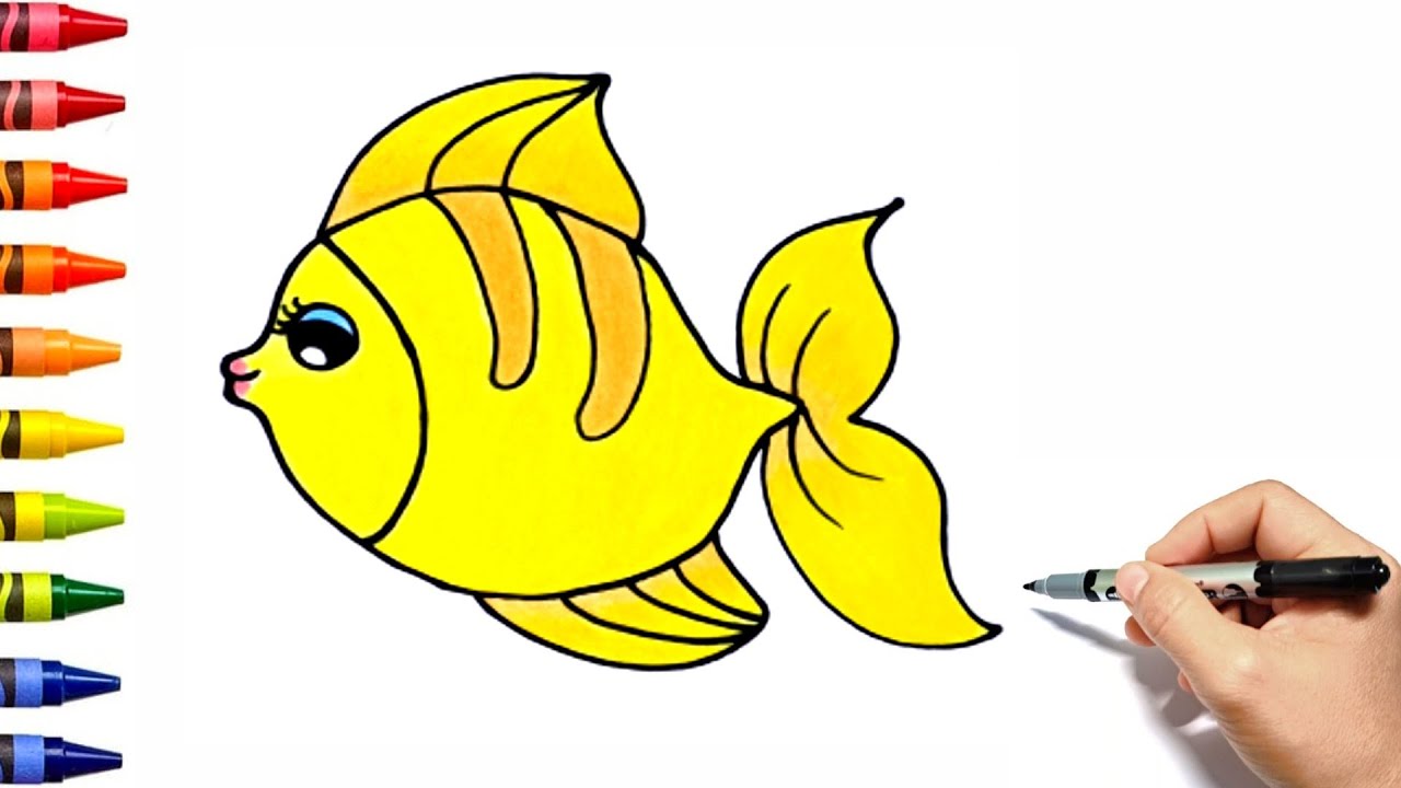 HOW TO DRAW A CUTE FISH EASY| FISH DRAWING STEP BY STEP| FISH DRAWING ...