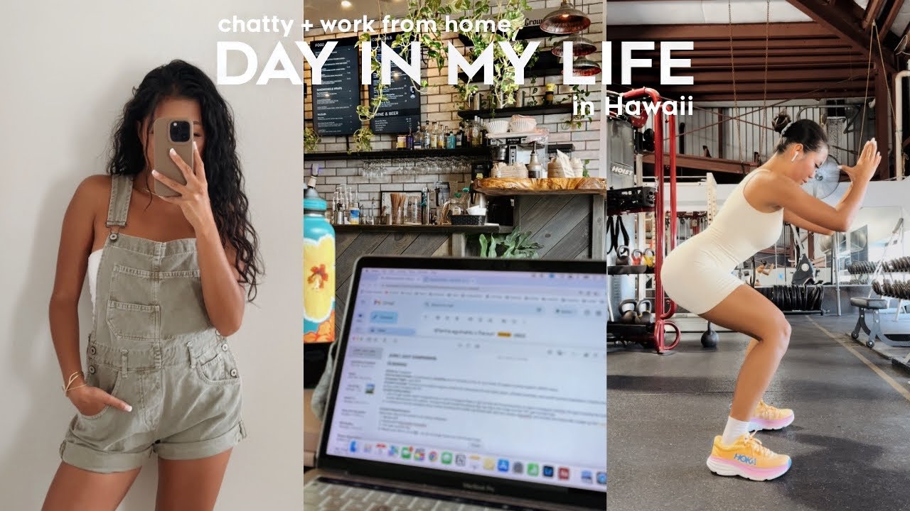 DAY IN MY LIFE: work from home in Hawaii, wavy hair routine, new makeup ...