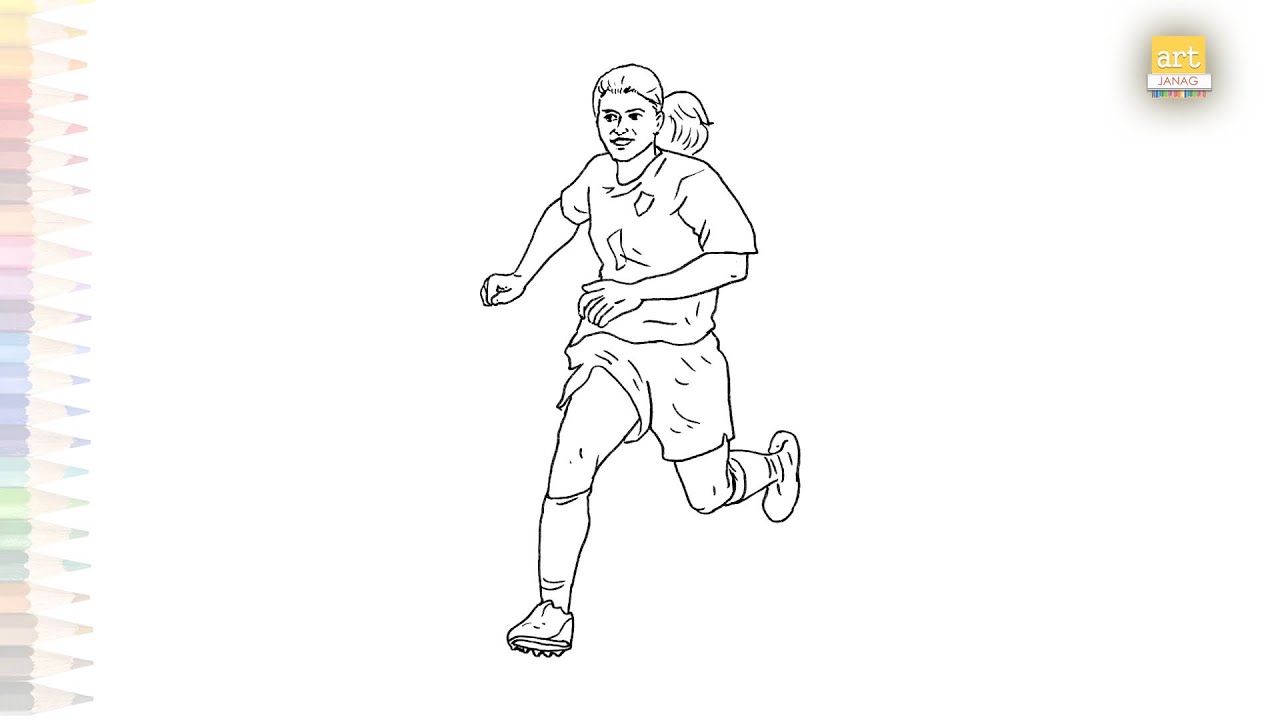 Mia Hamm drawing | football player drawings | How to draw Mia Hamm step ...