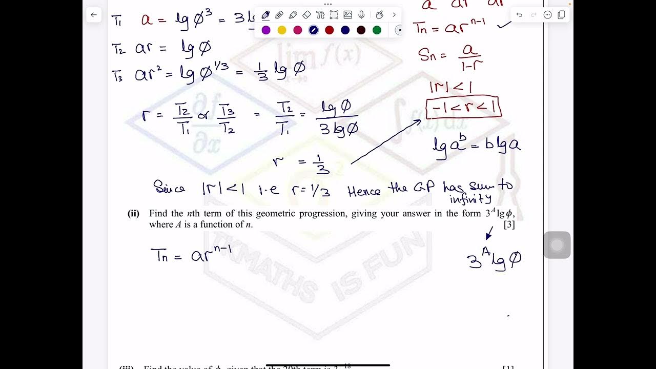 TKMaths O Level Add Math Geometric Progression with log March 2024/12 part b - YouTube