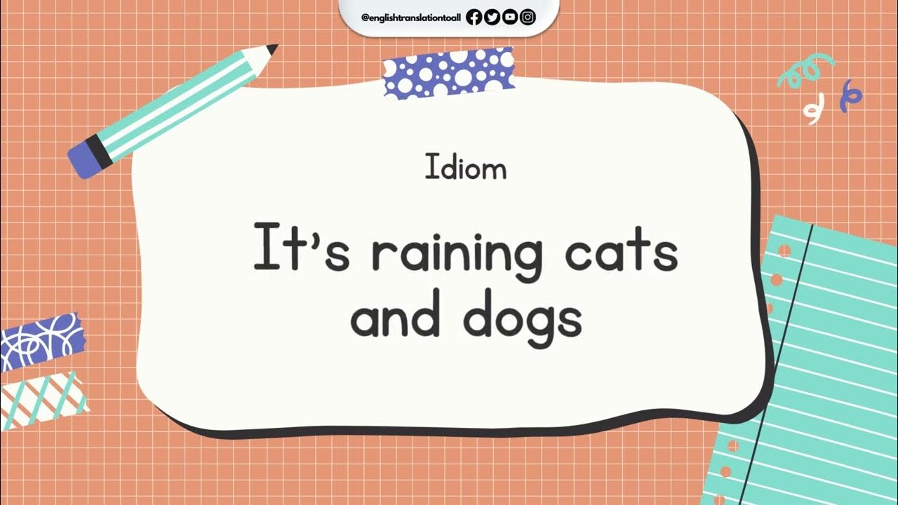 English Idiom and Meanings | It's raining cats and dogs with sound ...