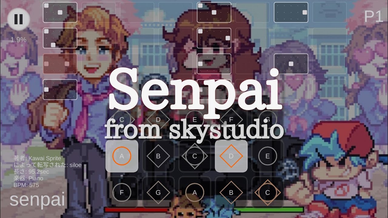 【sky 楽譜】 Senpai / Friday Night Fankin' (Kawai Sprite) #sky楽譜 - YouTube