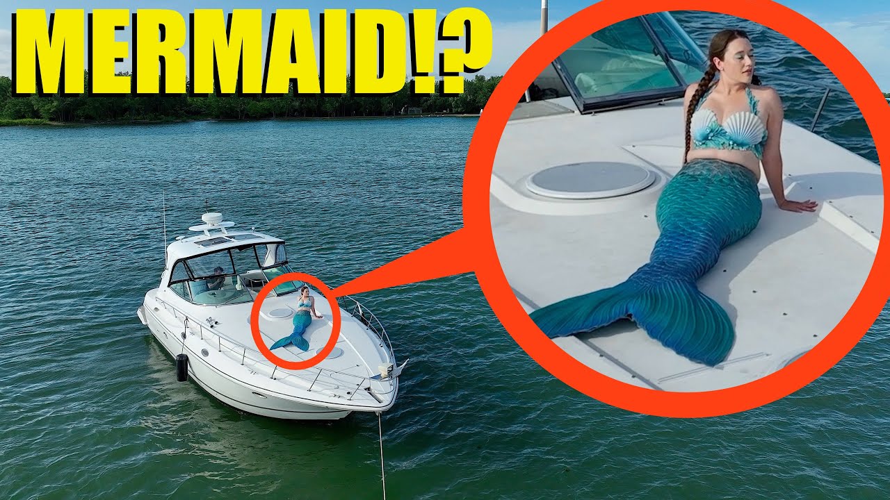 drone catches real little mermaid jump on our boat! - YouTube