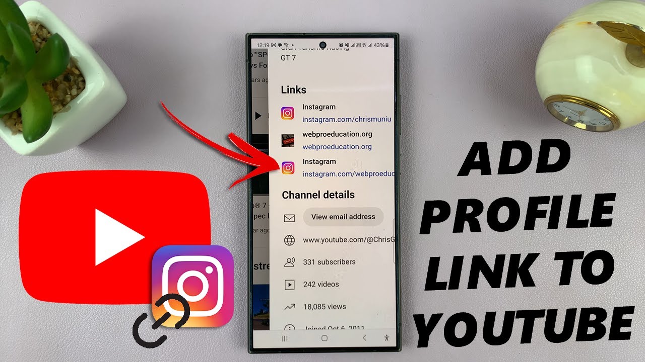 How To Add Instagram Profile Link To YouTube Channel (Mobile) - YouTube