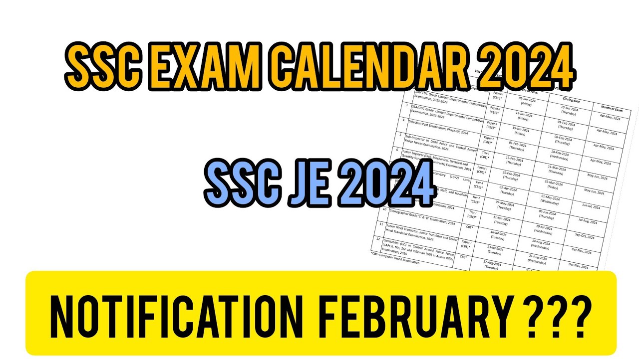 SSC JE Exam Calendar 2024 | SSC JE , RRB JE , Tradesman Long term ...