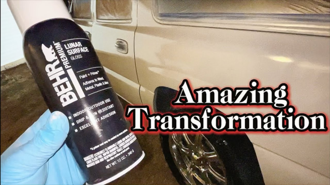 Painting vehicle with behr spray paint - YouTube