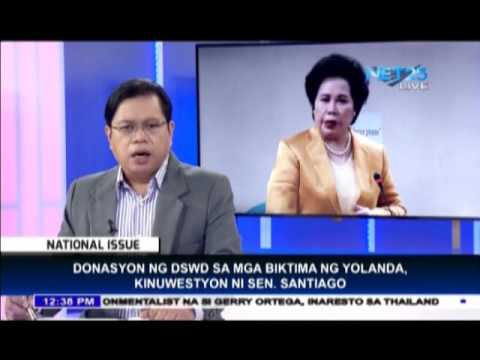 Senator Defensor Santiago questions DSWD donations for Yolanda victims ...
