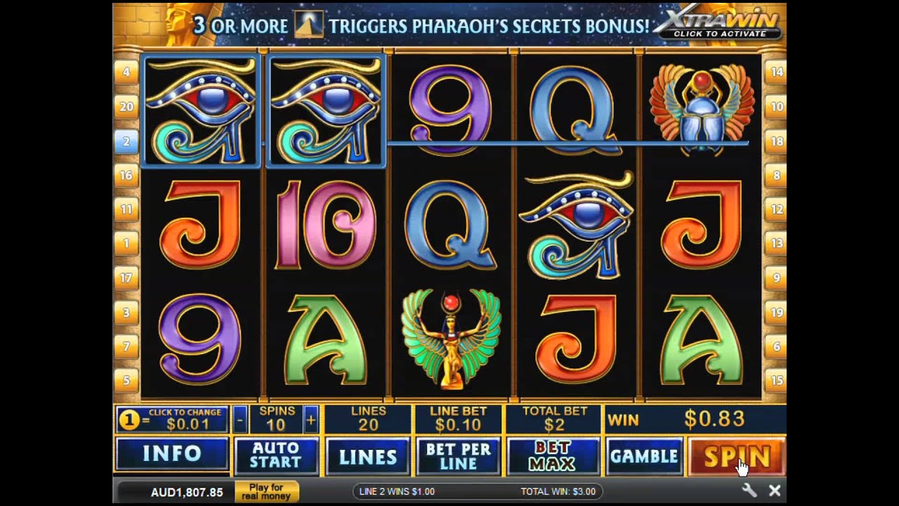 Pharaohs Secrets Slot Machine at Grand Reef Casino - YouTube
