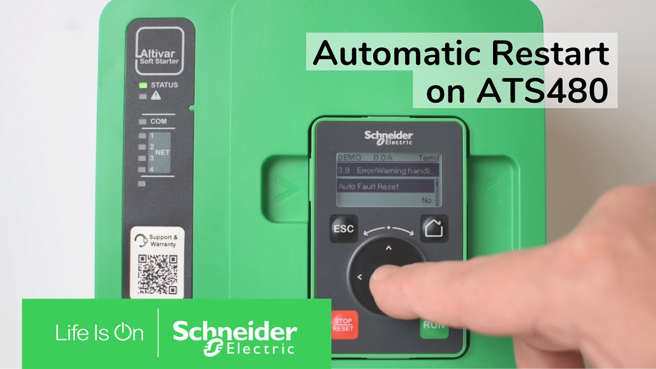How to activate the automatic restart feature in the ATS480 Soft ...
