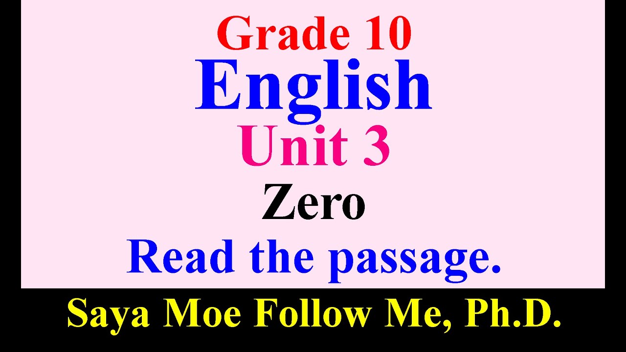 Grade 10 English: Unit 3 Zero, Reading - YouTube