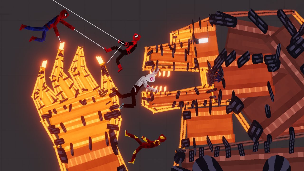 Burning Godzilla vs Spider-Verse in People Playground - YouTube