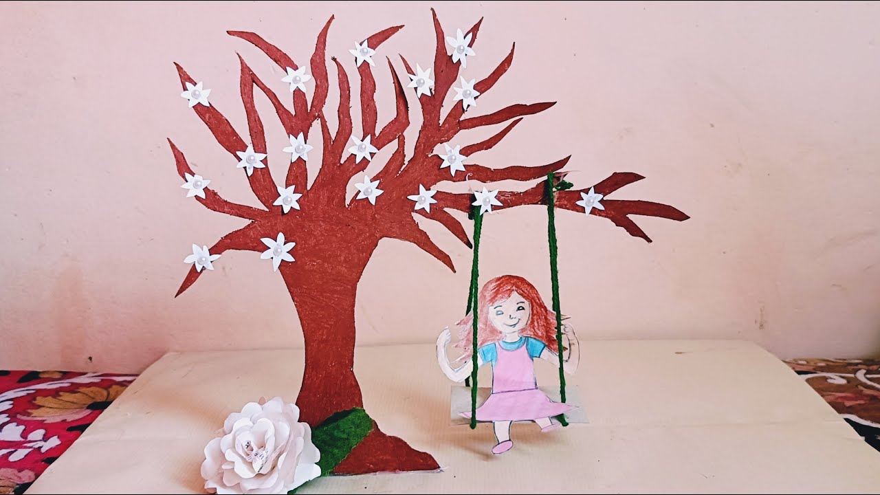 How to make a tree swing made out with cardboard | easy and beautiful ...