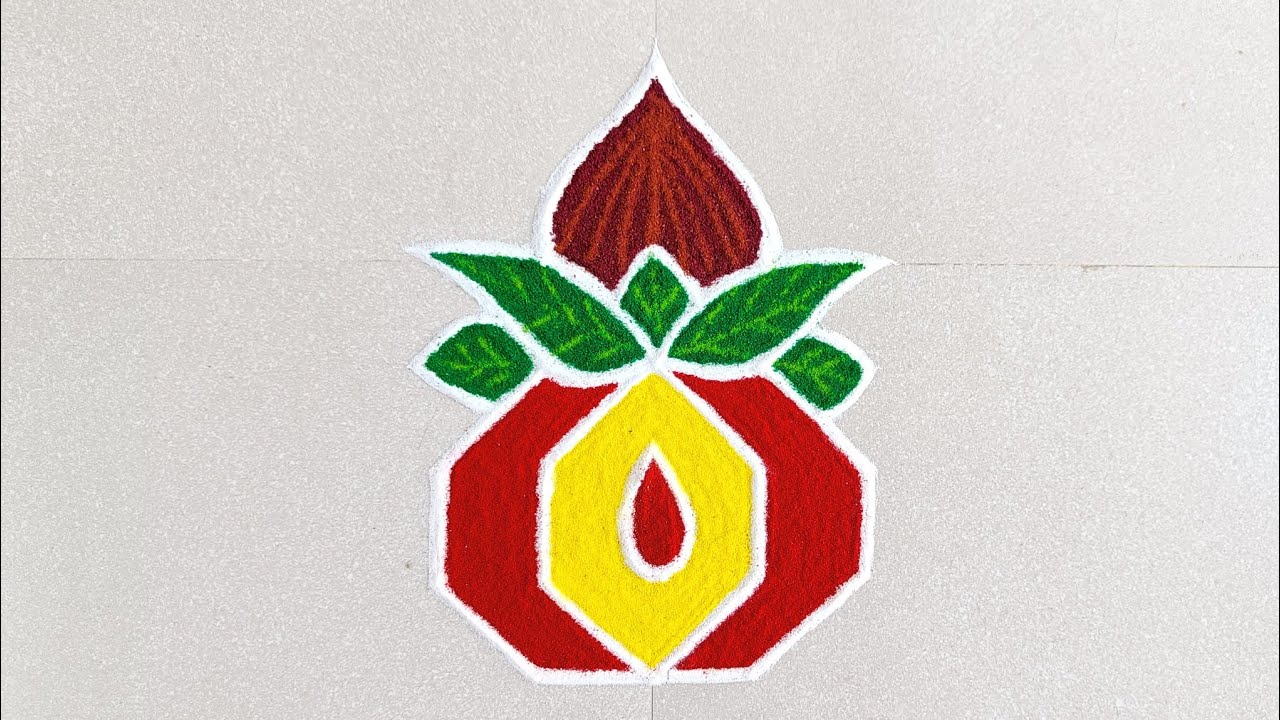 Kalash rangoli design with dots 5*4 | Diwali rangoli 😍 #rangoli # ...