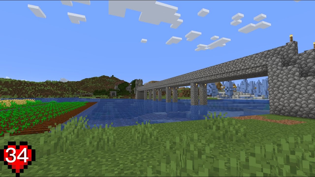 construction d'un champ et d'un pont | Minecraft Hardcore EP34 - YouTube