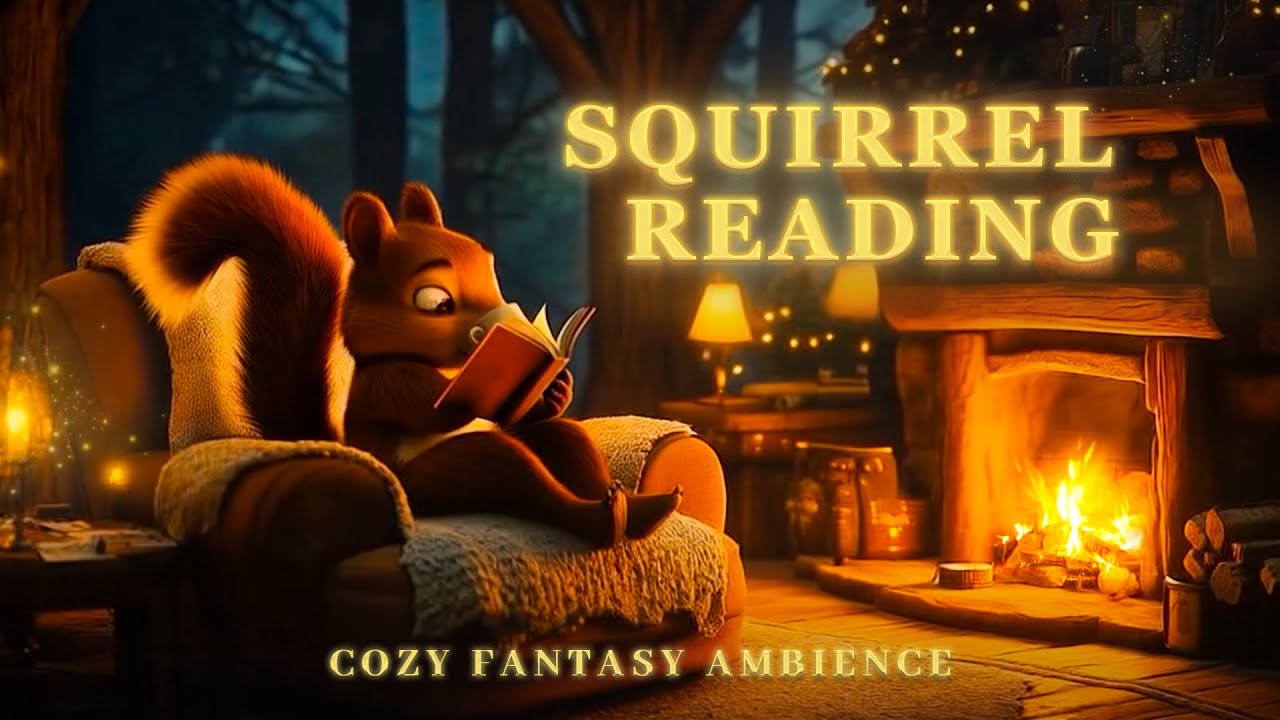 Squirrel Reading by the Fire | Cozy Forest Ambience for Peaceful ...