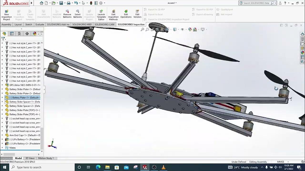 Final Year Octocopter Drone CAD Design - YouTube