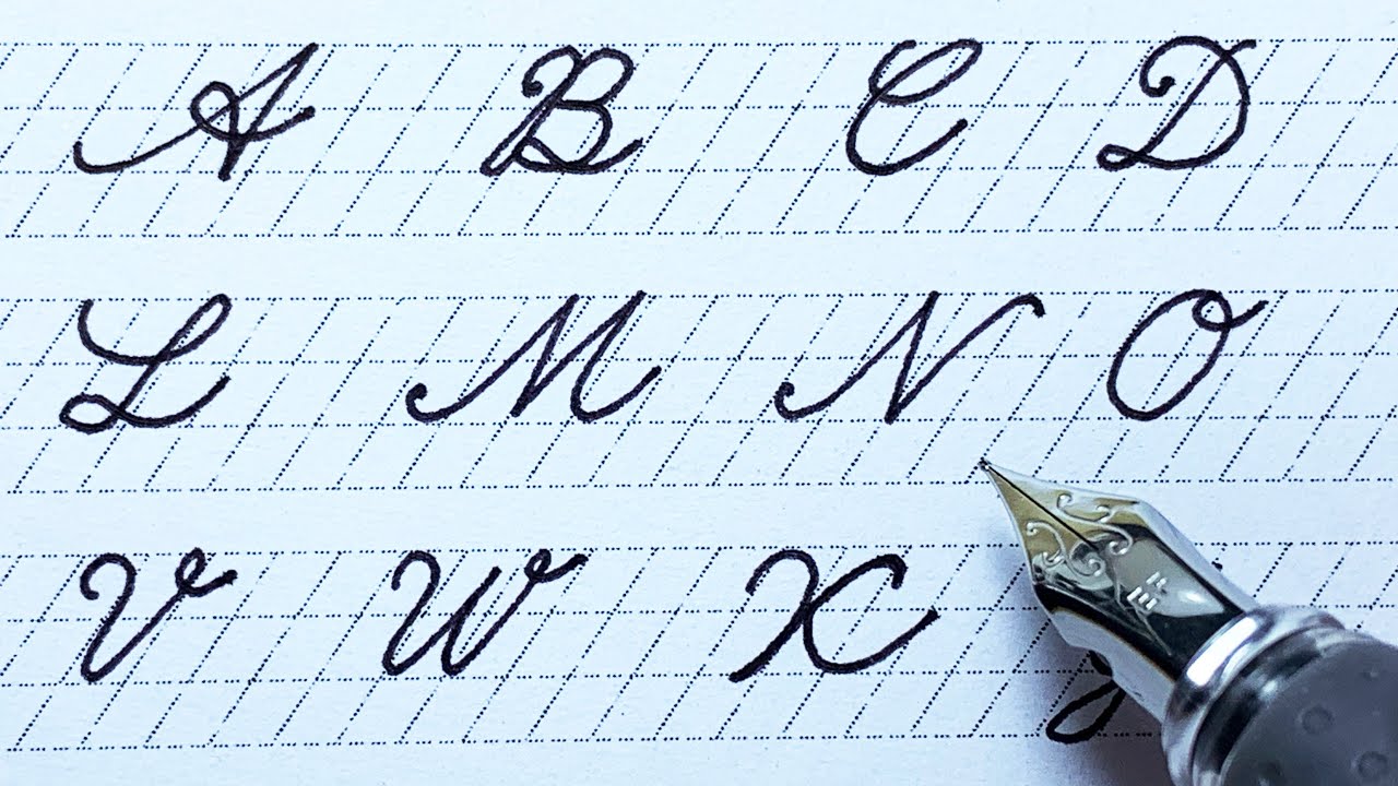 Cursive writing A to Z with fountain pen | How to write English capital ...