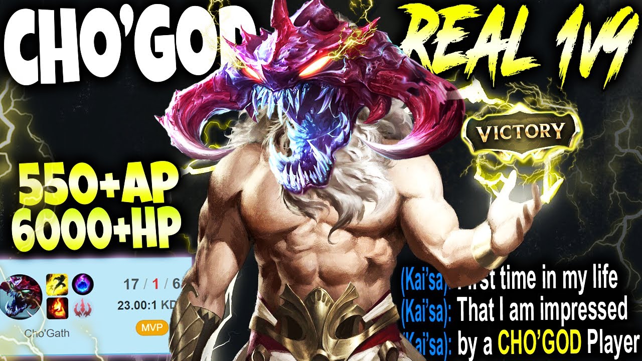 I showed them the REAL Cho'GOD 1v9 *6000+HP 550+AP* HARD-CARRY 🔥 LoL ...