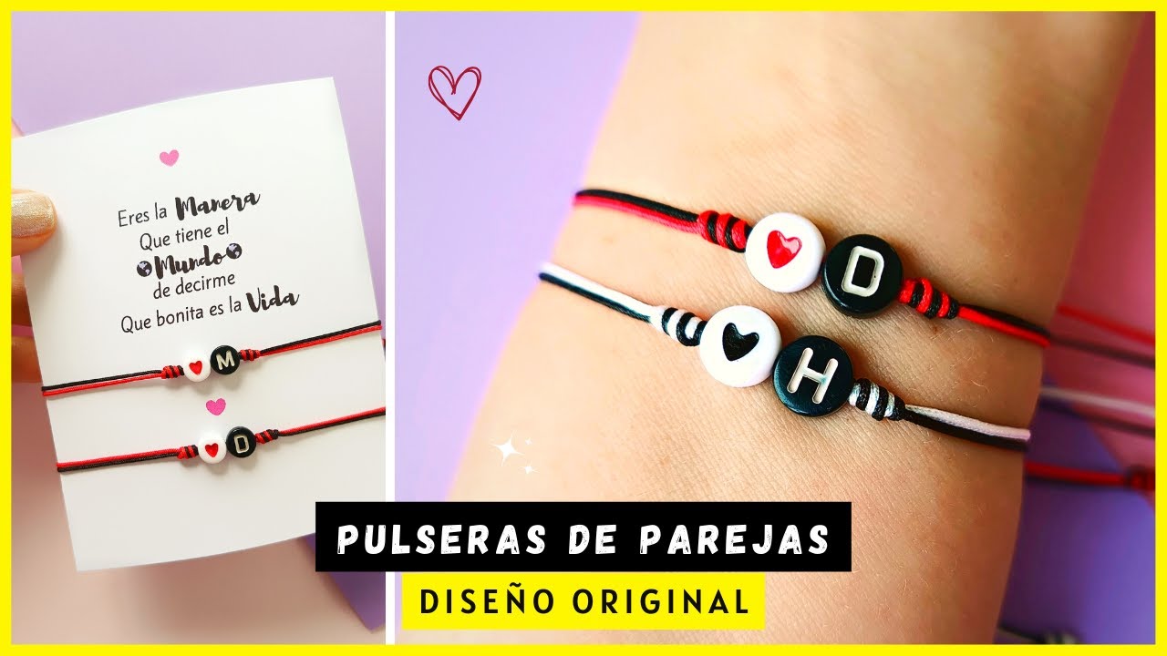 ️🤍 DISEÑO ORIGINAL: PULSERAS con LETRAS y Corazones para PAREJAS ️ ...