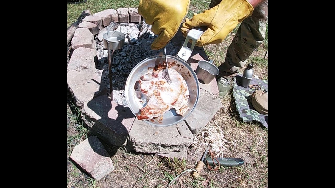 Mess Kit Canteen- Cooking Pork chops in a Vintage 1950's-60's Boy Scout ...