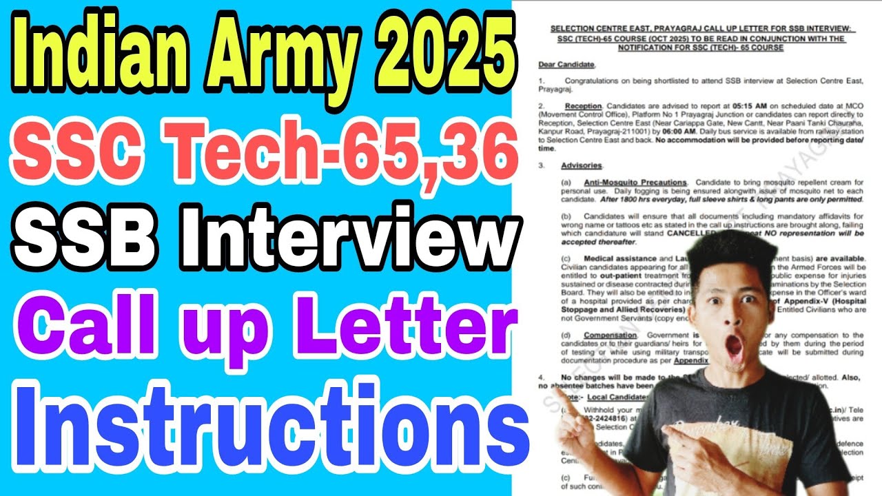Army SSB interview Call up Letter Instructions 2025, Call up Letter ...