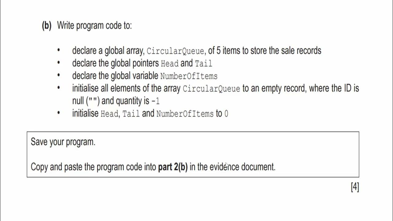 Computer Science 9618 Paper 4 Circular Queue and Evidence Document - YouTube