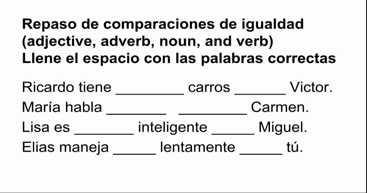 Las comparaciones de igualdad de sustantivos parte 2 - YouTube