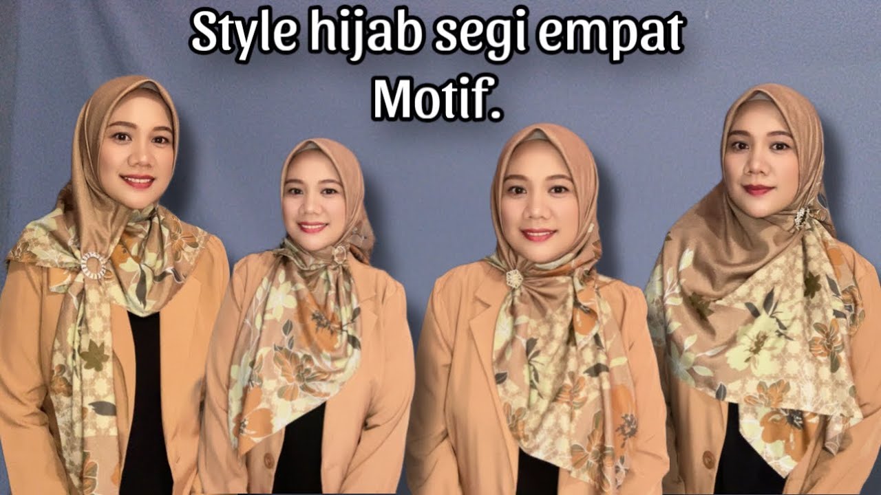 Tutorial hijab segi empat motif cantik & simple,#subscribe # ...