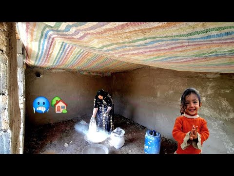 A Homeless Mother Fighting Snow and Wild Animals to Build a Safe Cabin