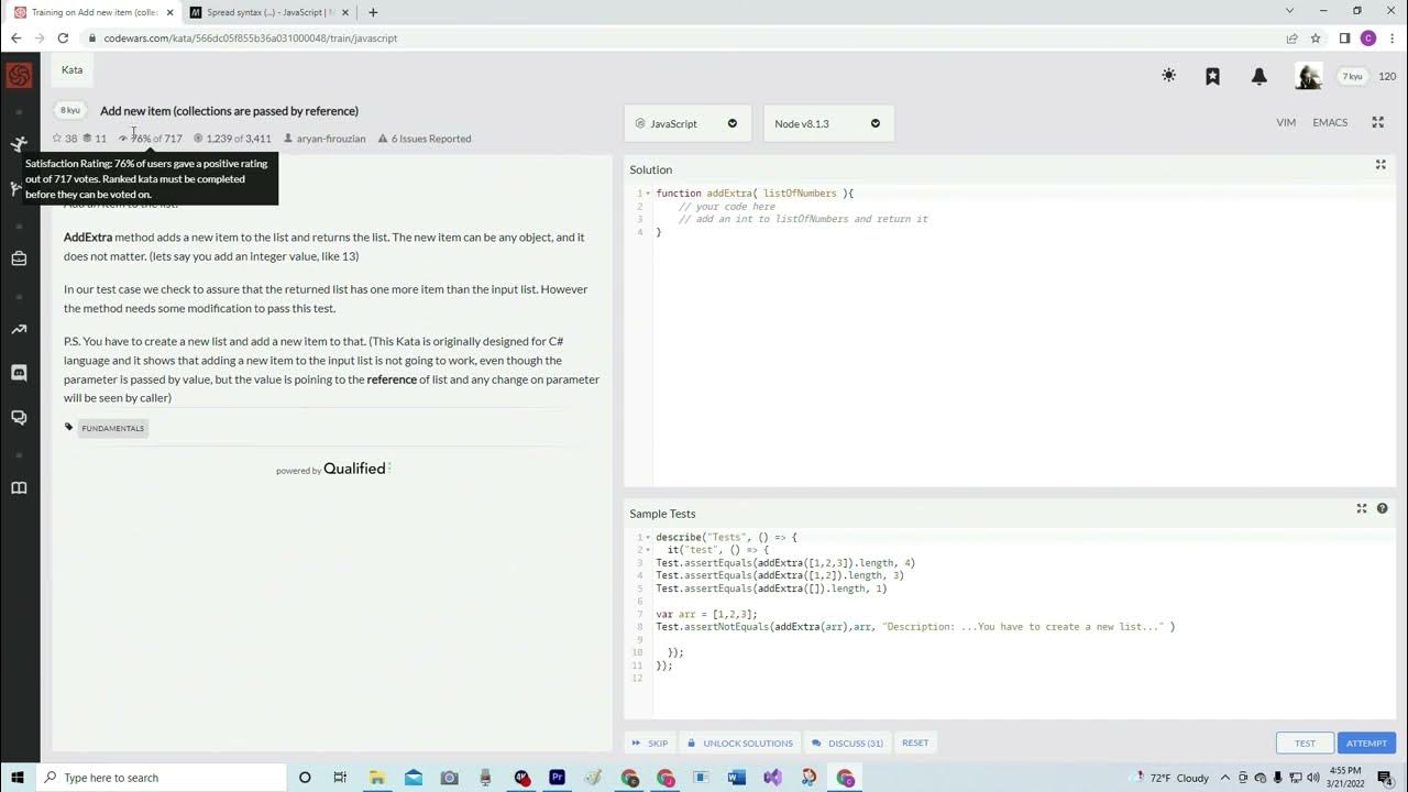 Codewars 8 kyu Add New Item (Collections Are Passed by Reference) JavaScript - YouTube