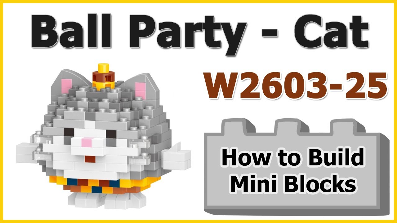 How to Build Mini Blocks Ball Party Cat W2603-25 Review Instructions ...
