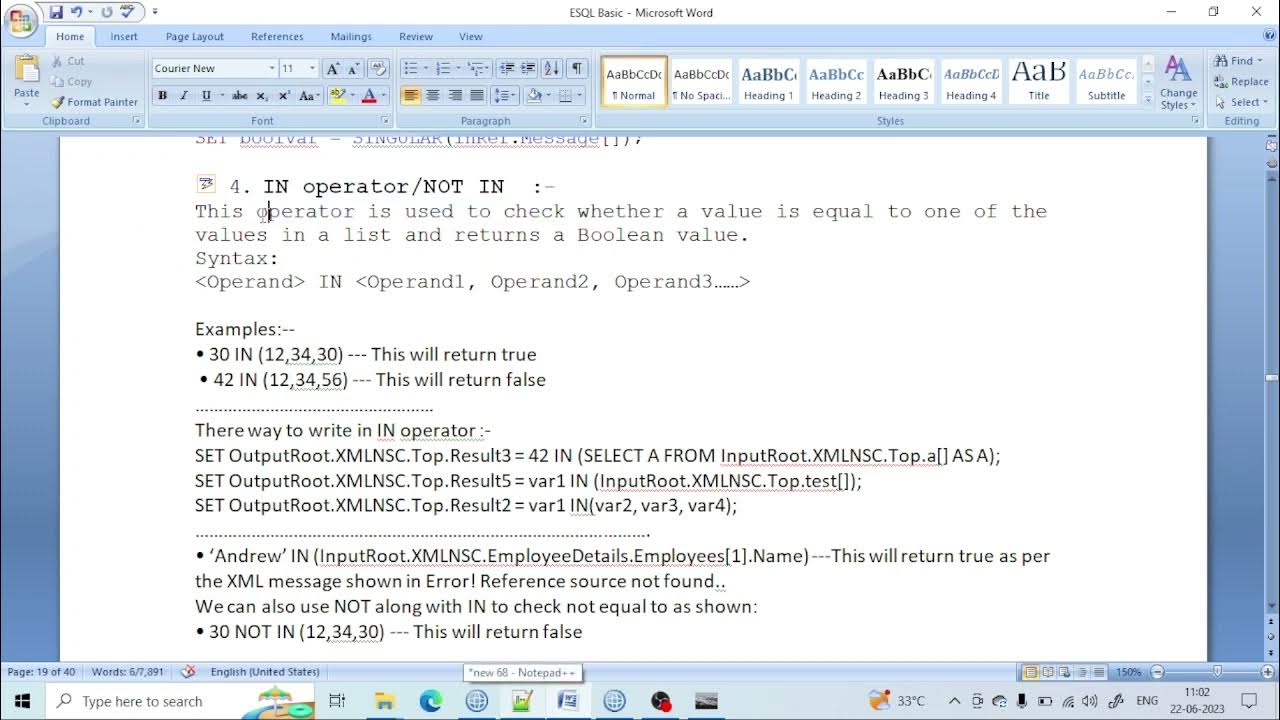 In Not In Operator Use In Esql Comparison Operator Ibm Integration