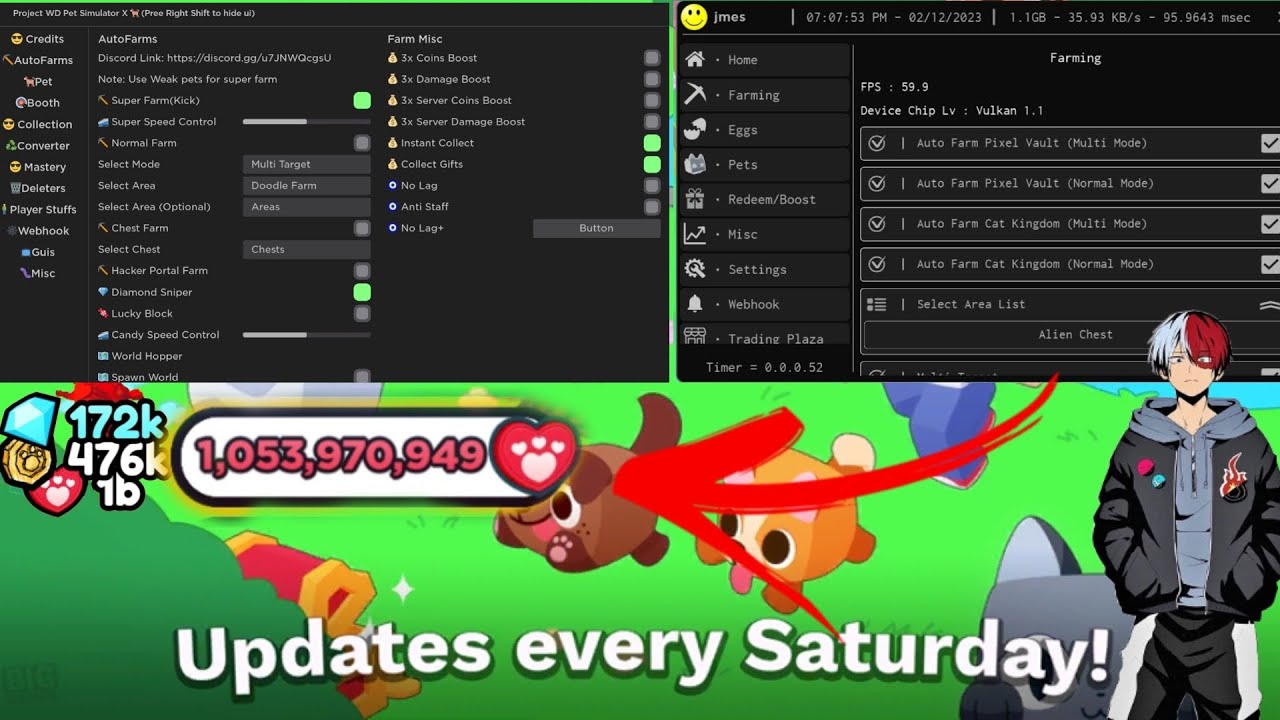 Pet simulator x Script | psx script jmes hub and Project WD Valentine's ...
