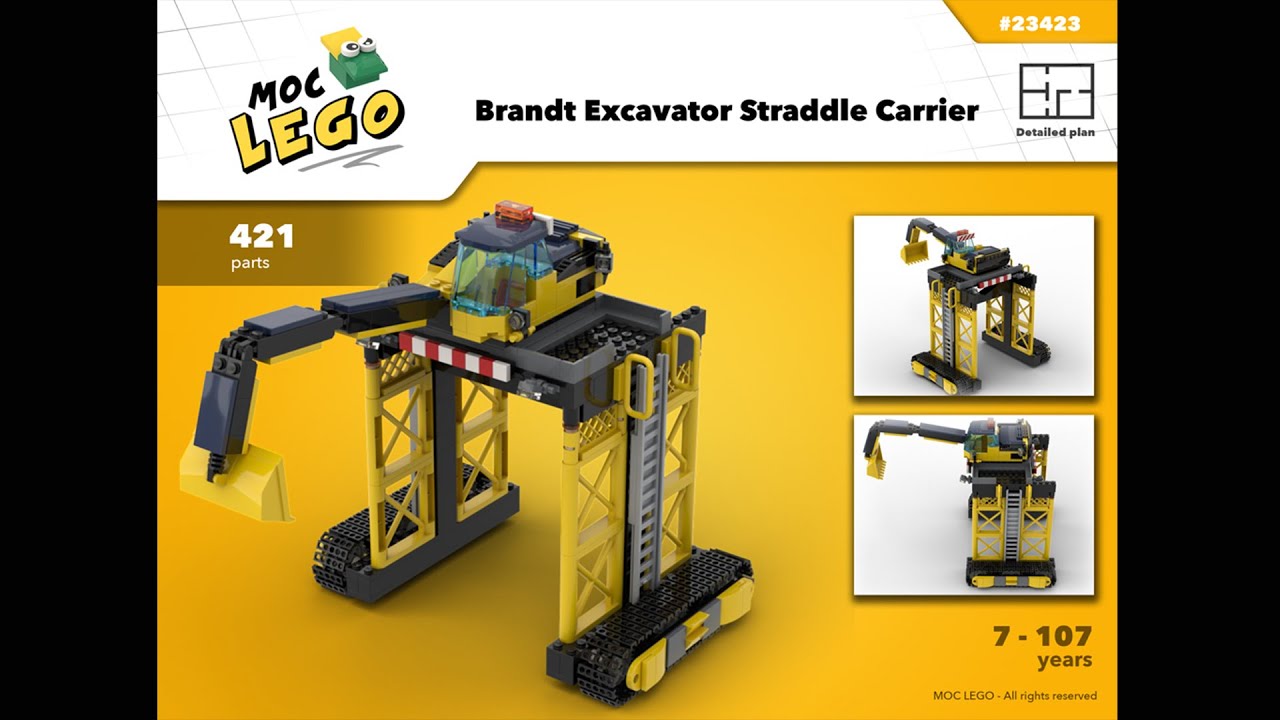 STOP MOTION: MOC LEGO #23423: Brandt Excavator Straddle Carrier - YouTube