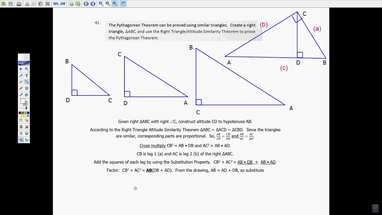 EOC Proof of Pythagorean Theorem #41 in Review Packet - YouTube
