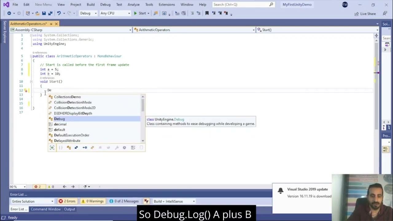 Arithmetic Operators In Unity Youtube