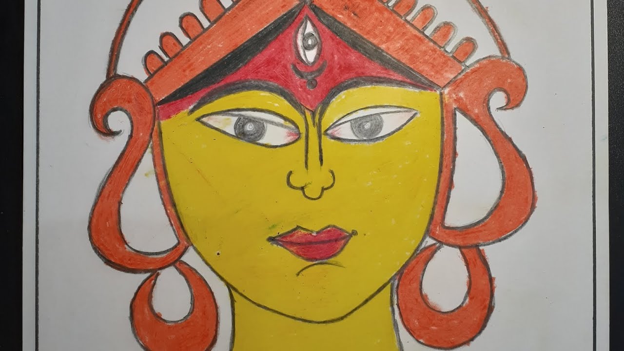 Durga Ma Drawing | How to color durga ma drawing | Navratri Special ...