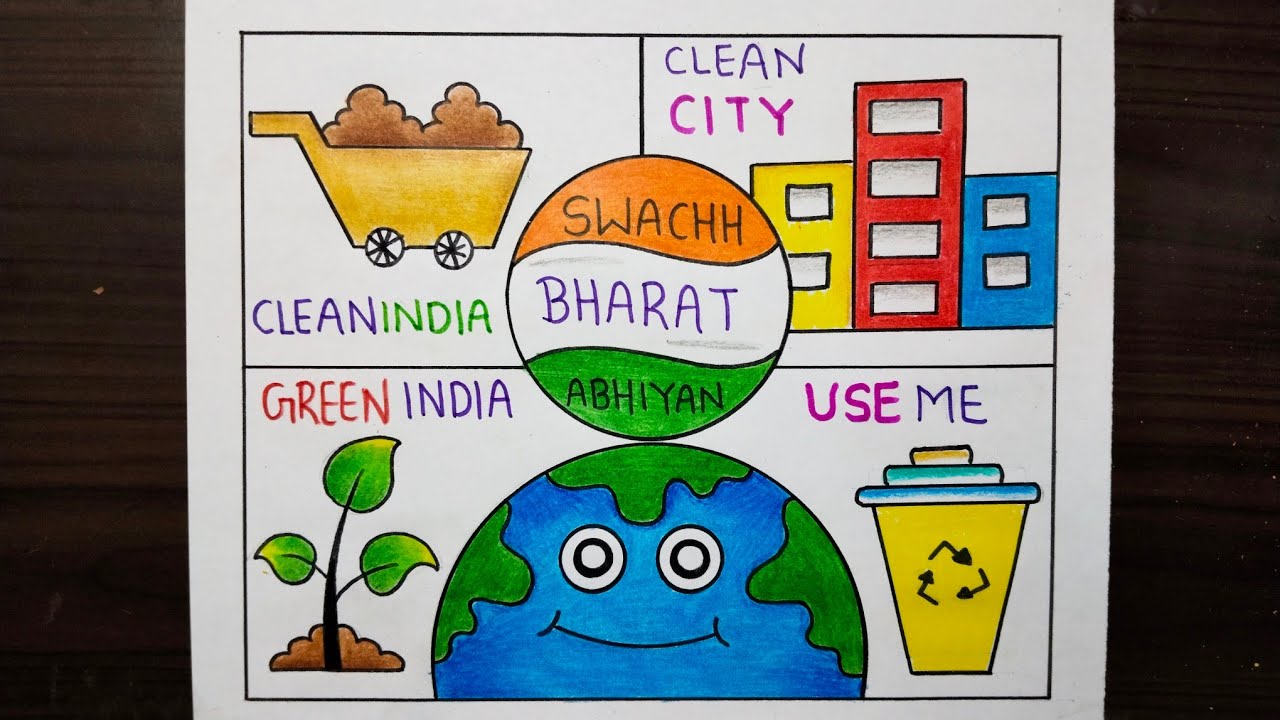 Swachh Bharat Abhiyan Poster Drawing / Clean India Green India Poster ...