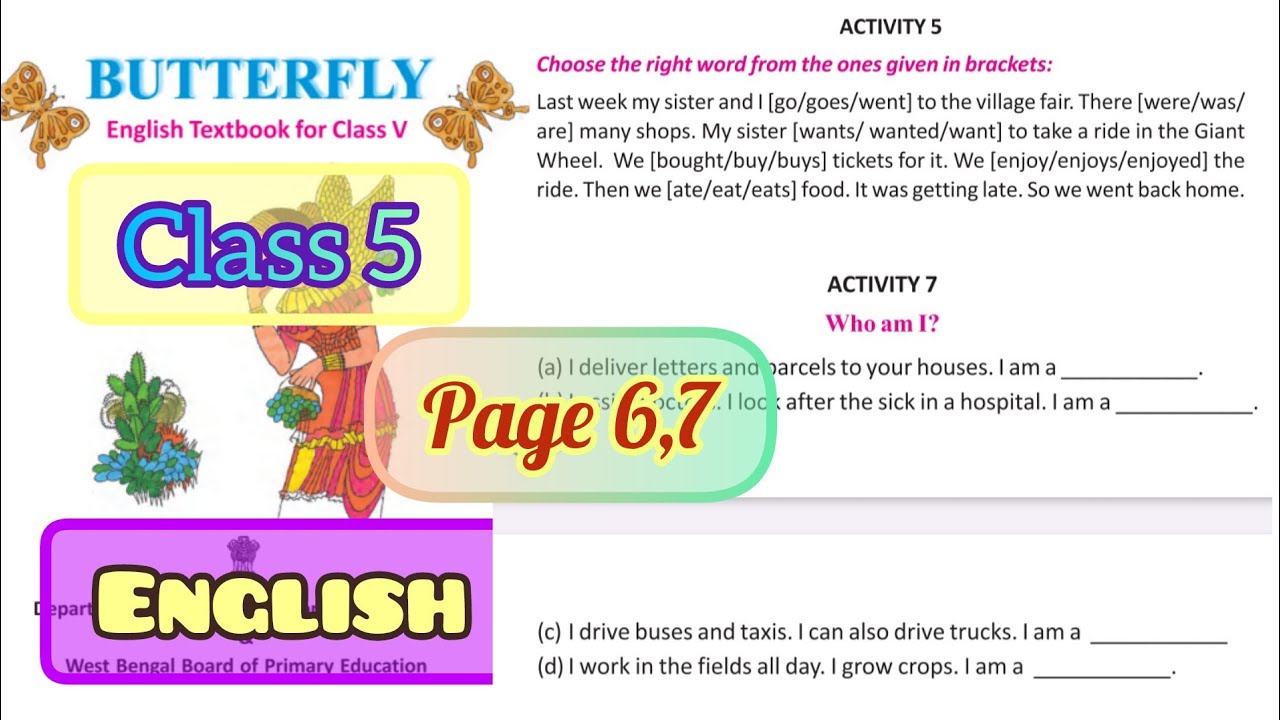 Revision Lesson || Activity 5,7 || Butterfly Class 5 English Page 6,7 ...