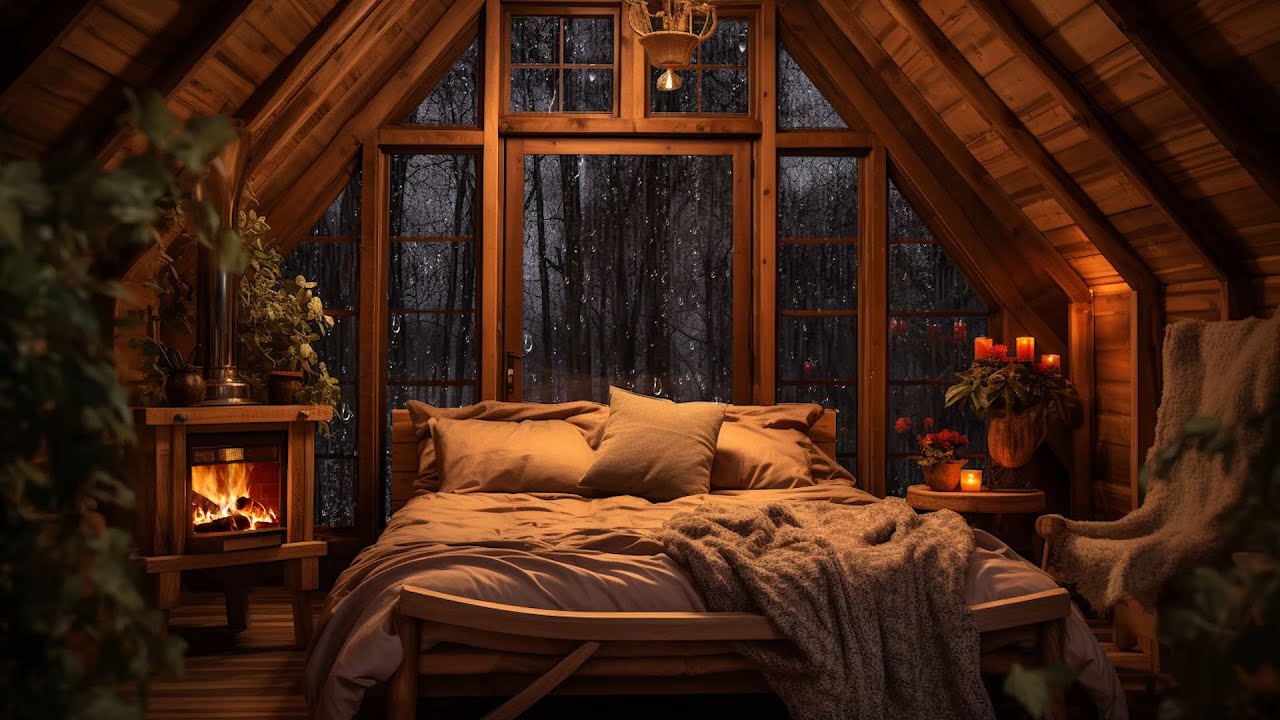 Black Window😴Sleep Within Minutes with Heavy Rain on Bedroom Window☔ ...