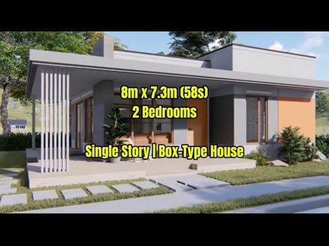 Modern Single-Story House Design | Box-Type Home 8.0m x 7.3m (58 sqm ...