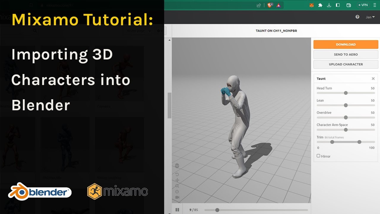 How To Import Mixamo Files Into Blender Youtube
