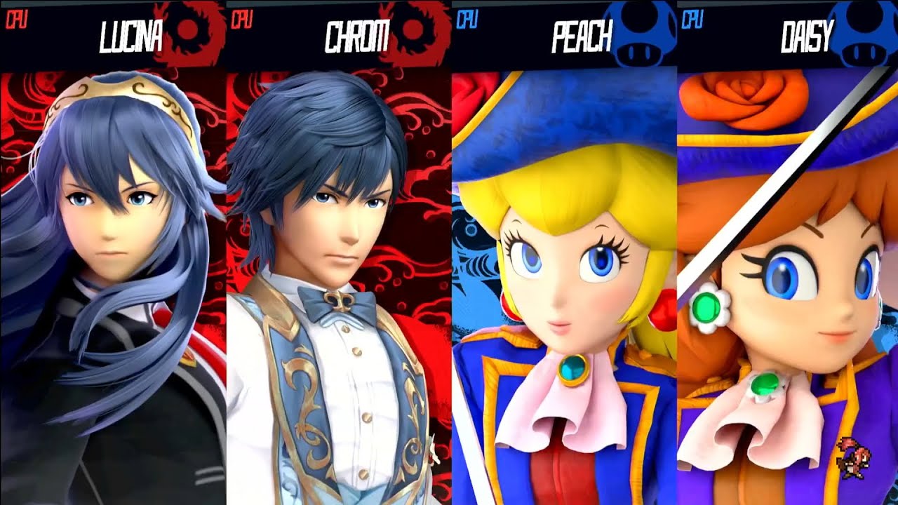 Swordfighter Peach & Daisy Vs Chrom & Lucina - Requested Smash Battle ...