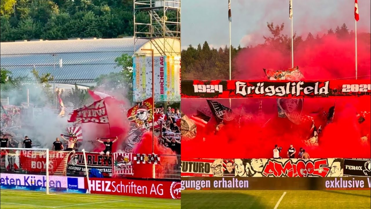 Choreo & Pyro FC Aarau Fans & FC Thun Fans at Brügglifeld Stadion ...